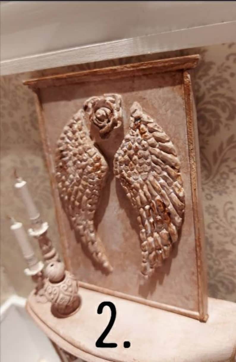 Miniature Wooden Panel With Angel Wings Ornament Decoration - Etsy