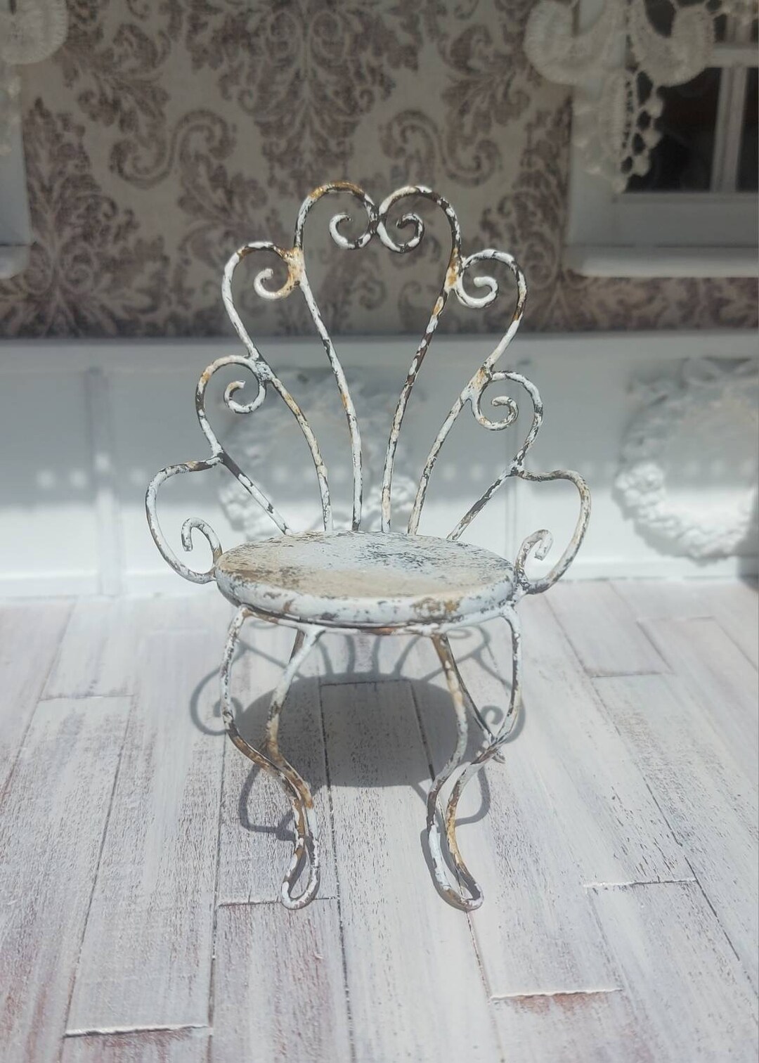 Miniature French Bistro Chair, Dollhouse 'wrought Iron' Chair ...