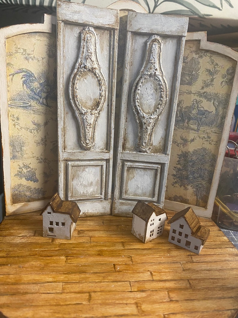 Miniature Wooden Doors/two Wooden Panels/doors With Ornaments - Etsy