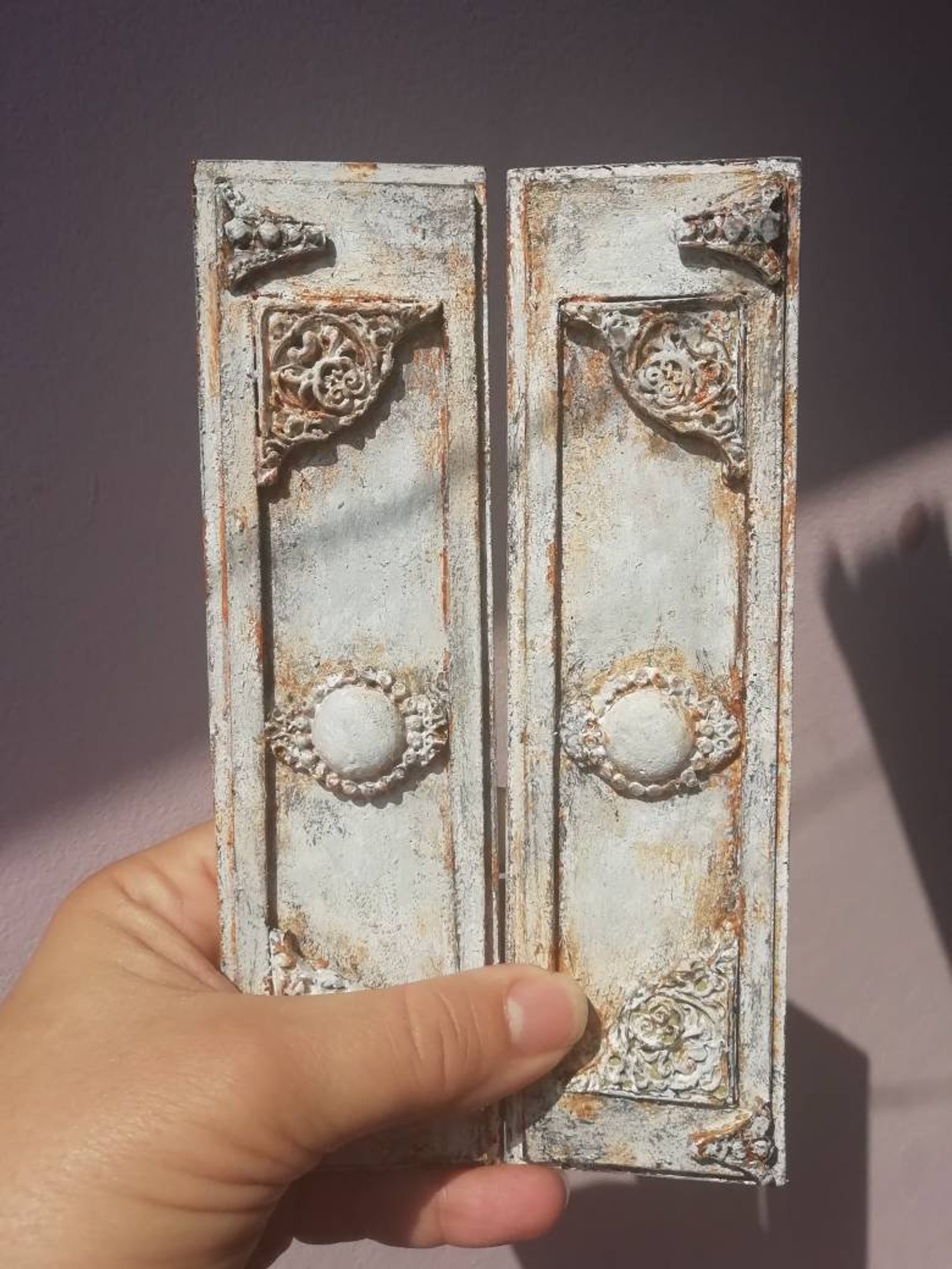 Set of Two Wooden Miniature Doors With Ornaments 1:12 Scale - Etsy