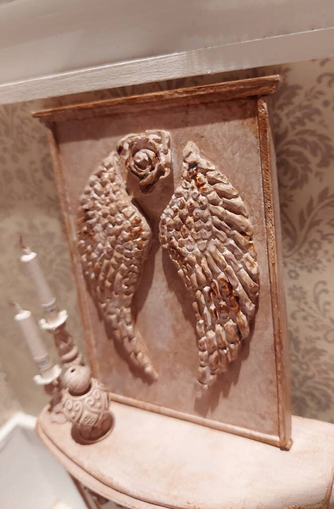 Miniature Wooden Panel With Angel Wings Ornament Decoration - Etsy