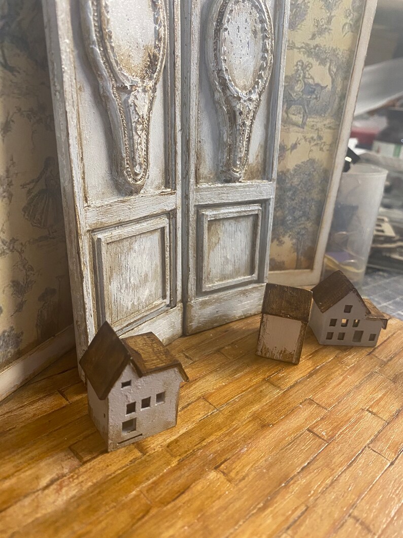 Miniature Wooden Doors/two Wooden Panels/doors With Ornaments - Etsy