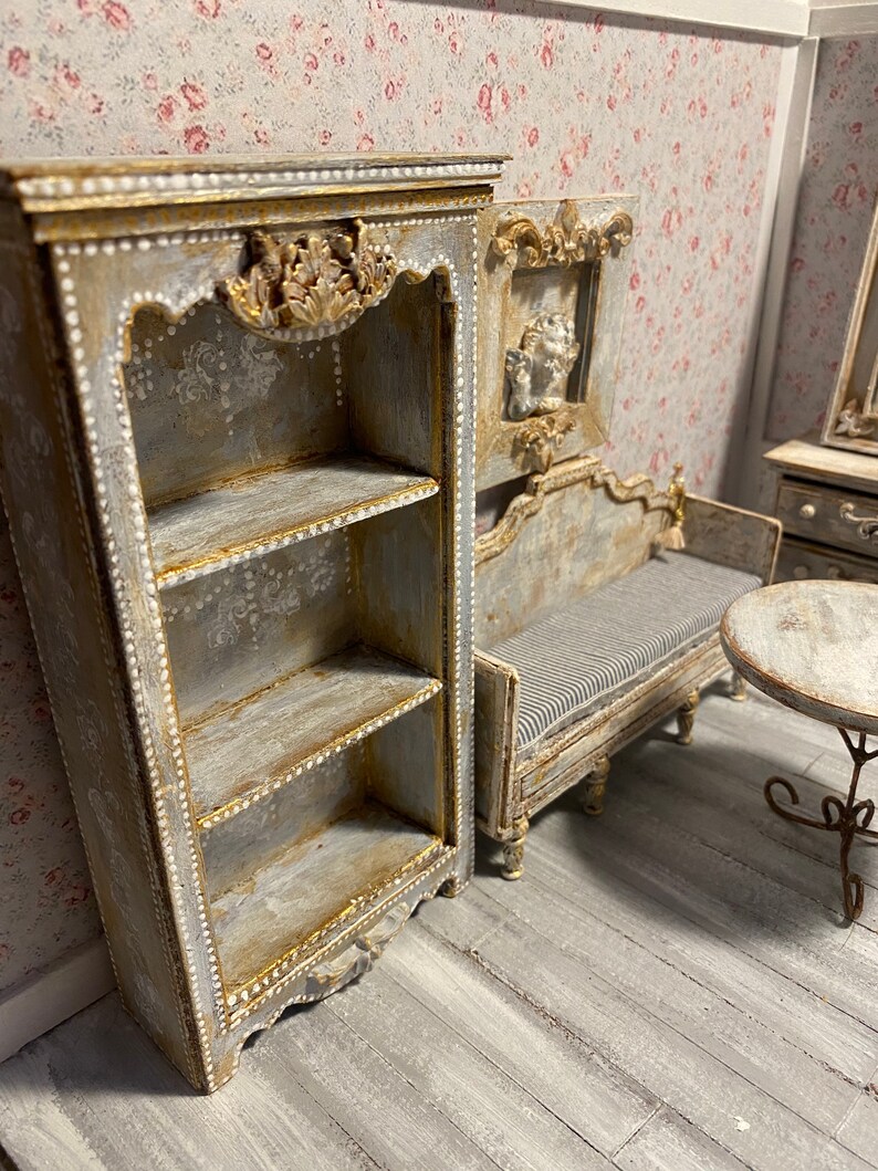 Miniature Wooden Cabinet Antique Baroque Painted by Hand One - Etsy