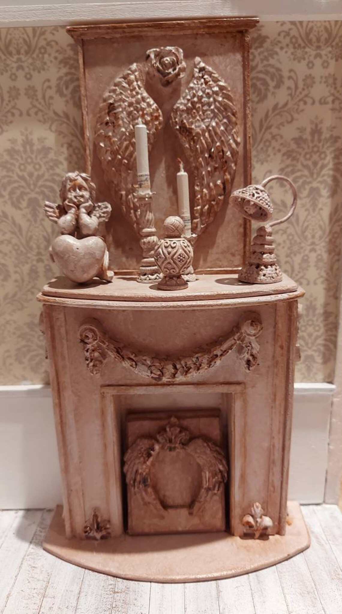 Miniature Wooden Panel With Angel Wings Ornament Decoration - Etsy