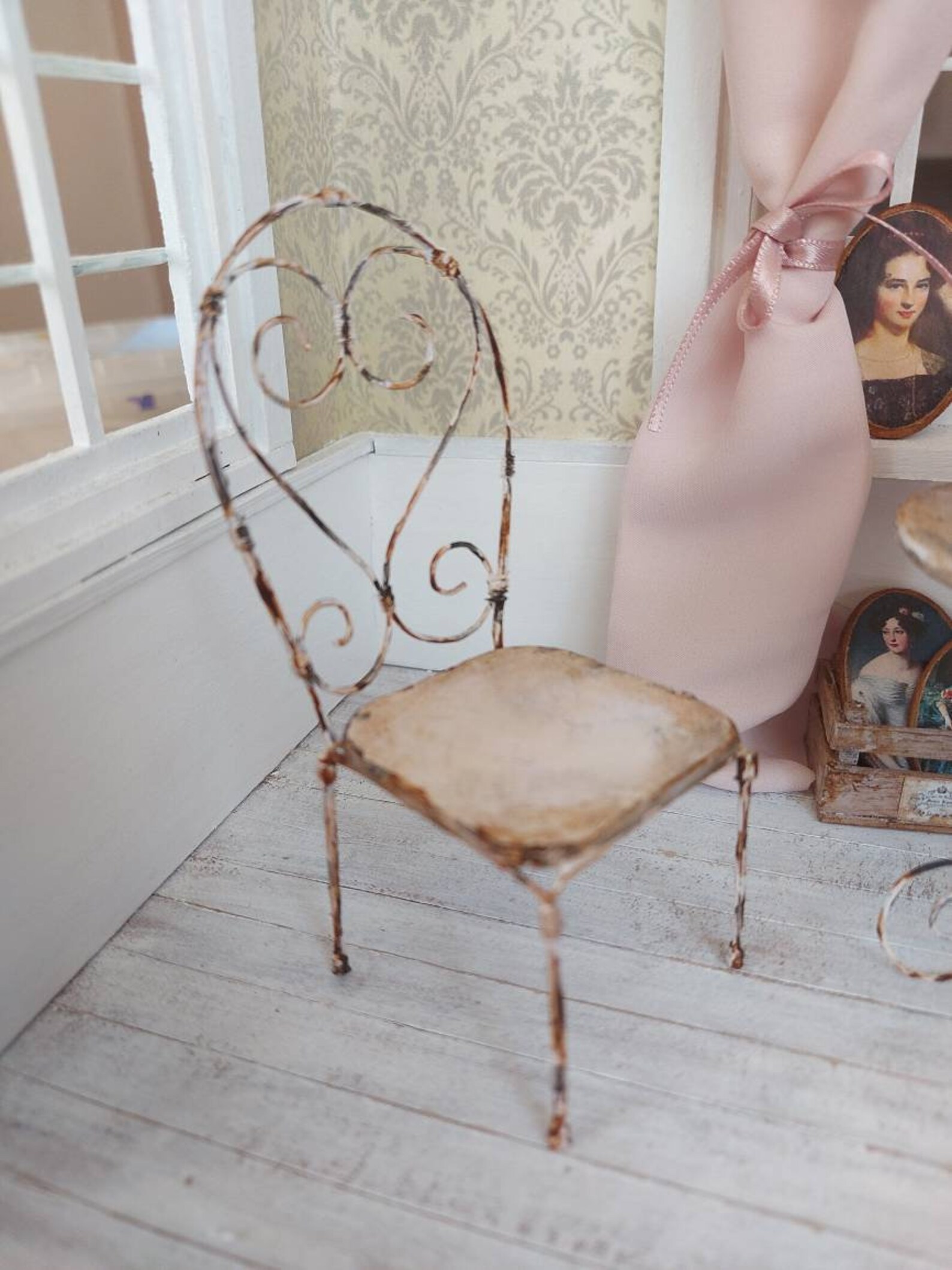 Miniature Garden Chair Dollhouse Wire Chair One Inch Scale - Etsy