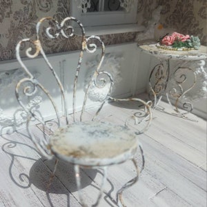 Miniature French Bistro Chair, Dollhouse 'wrought Iron' Chair ...