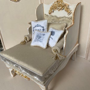 DOLLHOUSE Miniature Antique Baroque Wooden Canabe,scale Miniature ...