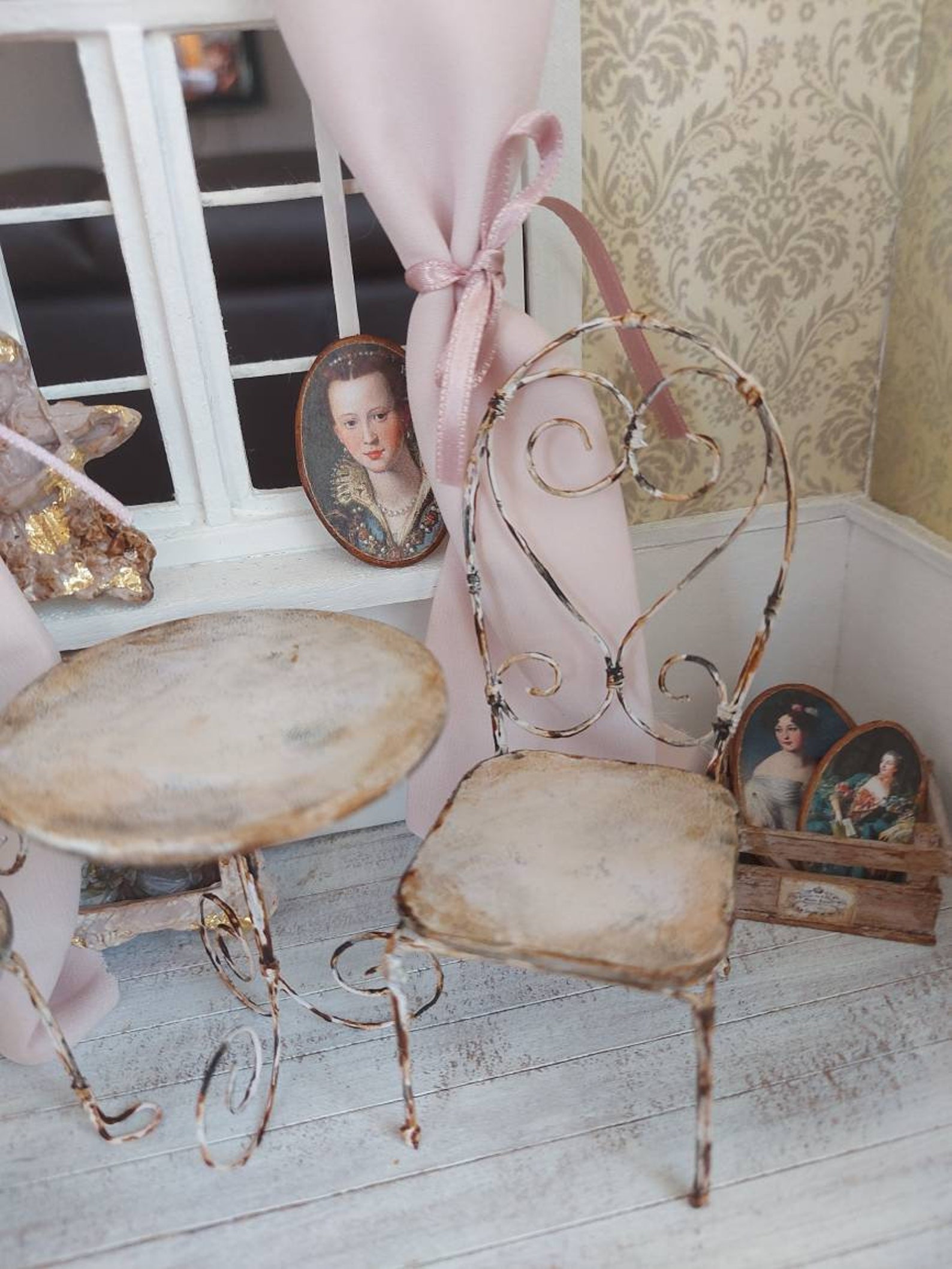 Miniature Garden Chair Dollhouse Wire Chair One Inch Scale | Etsy