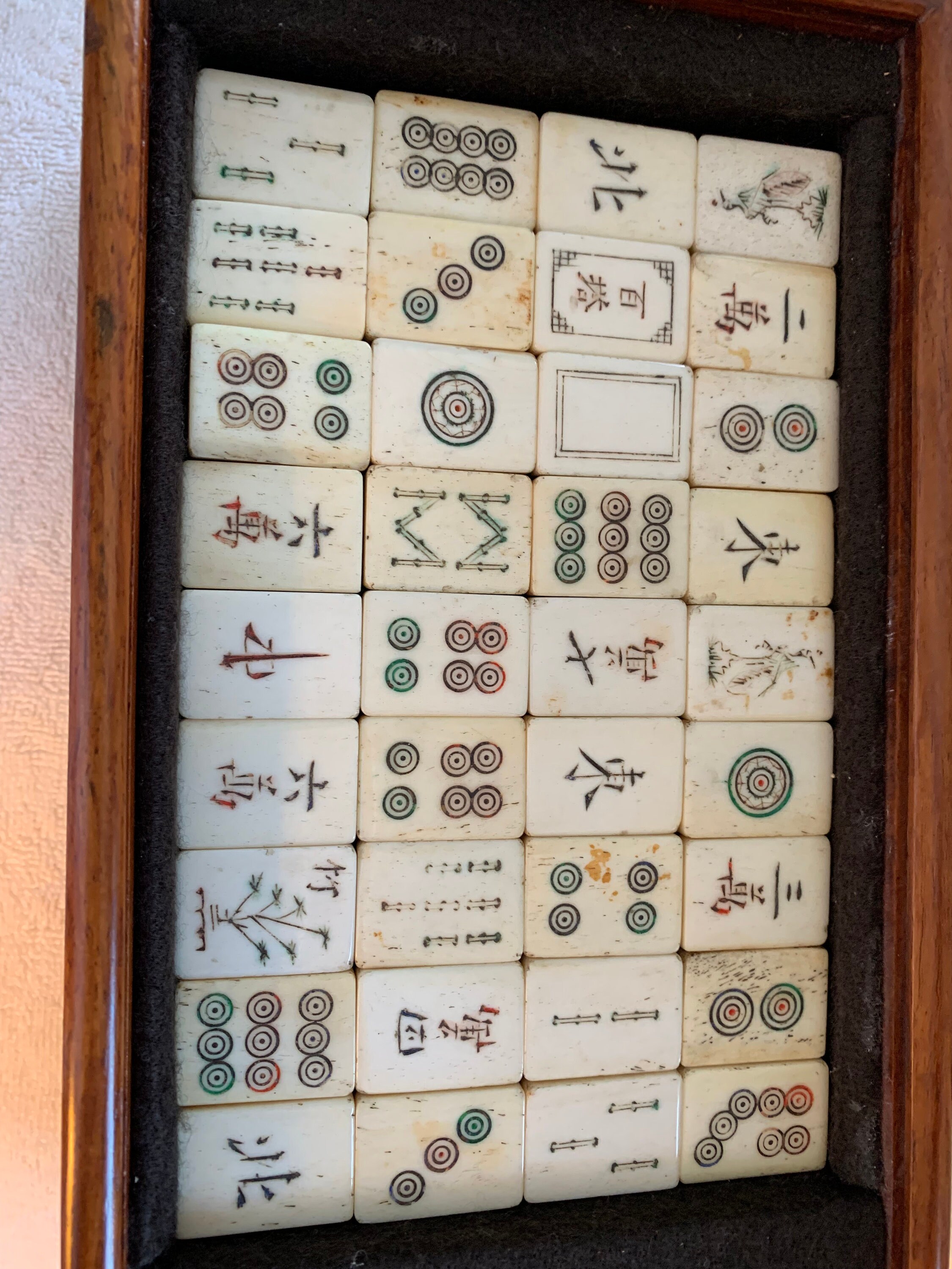 Mah Jong Vintage Set of Tiles in Carved Slide Top Wooden Box - Etsy