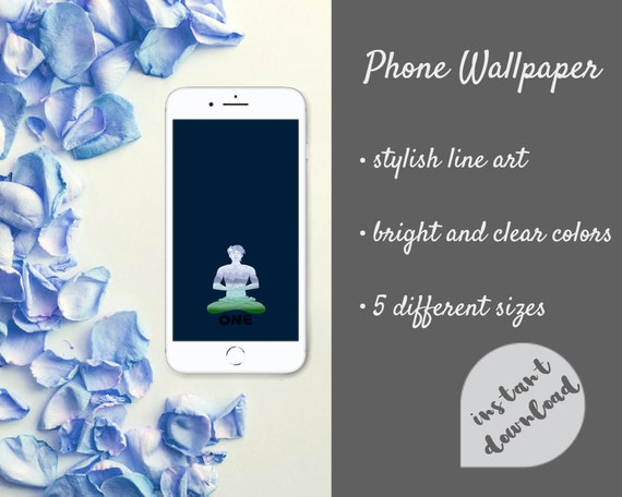 Spiritual Line Art Phone Wallpaper With a Figure Meditating on | Etsy