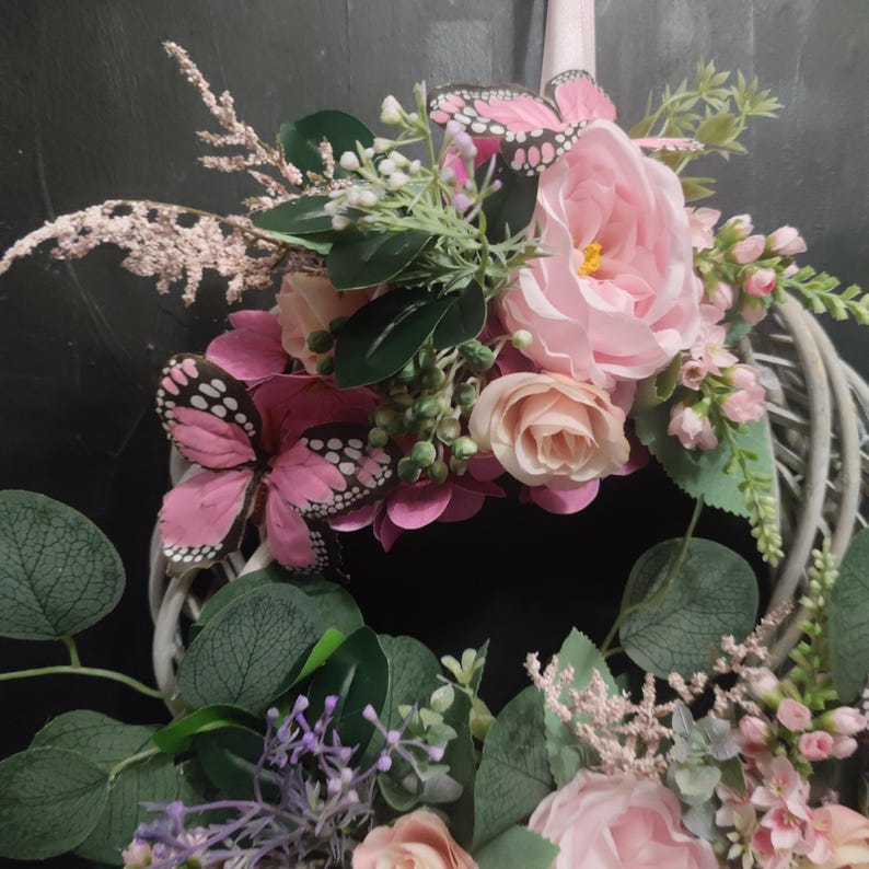 Mother's Day Pink Artificial Flowers Handmade Door Wreath With ...