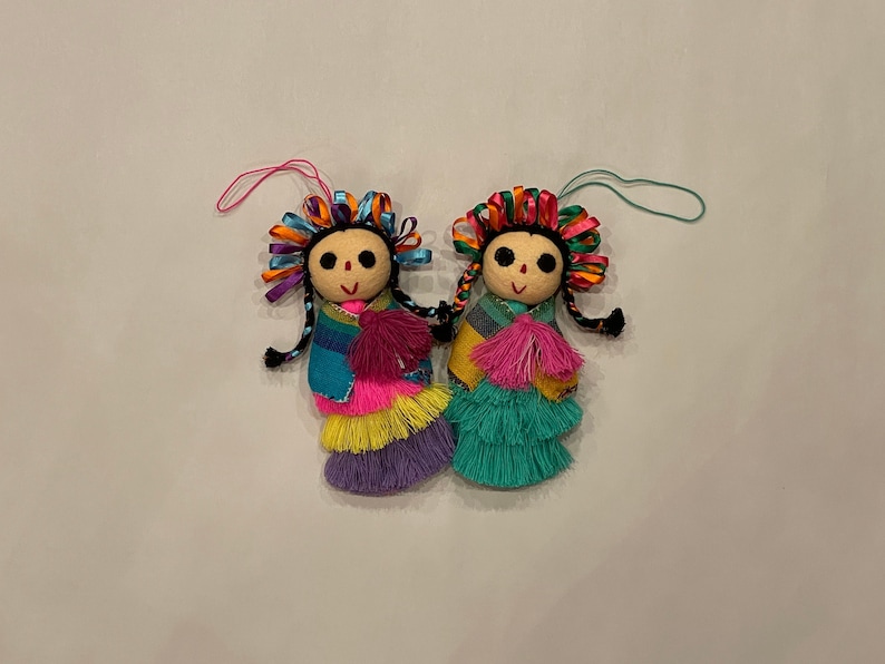 SET of TWO Mexican Maria Dolls, Maria Doll Ornament, Mexico Doll Favor ...