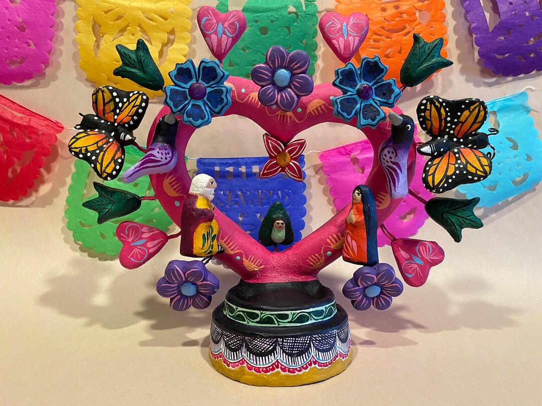 HEART Shaped NATIVITY Scene, Clay Nativity, Mexican Nativity, Mexican ...