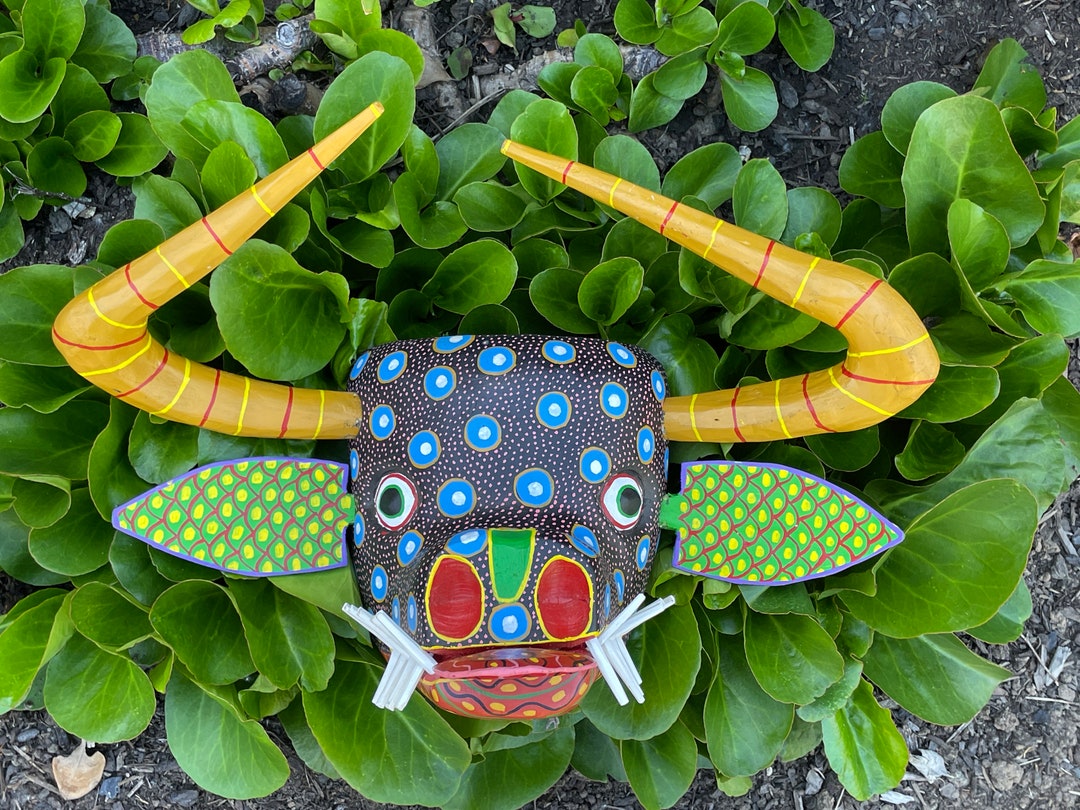 Large Hand Carved Wooden Mask From Michoacan, Mexican Folk Art ...