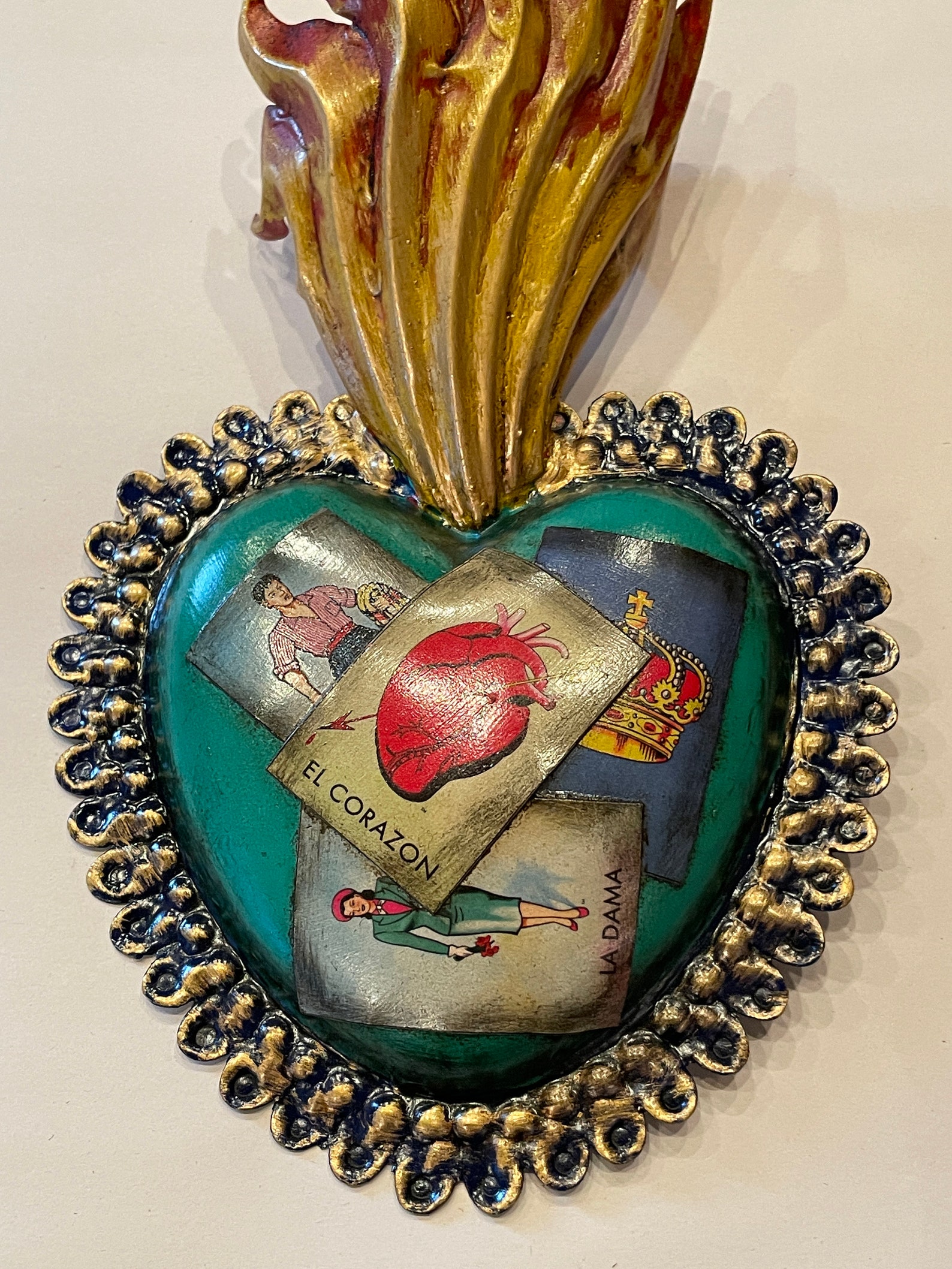 EL CORAZON Sacred Heart With Flames, Corazon Loteria, Corazon Sacred ...