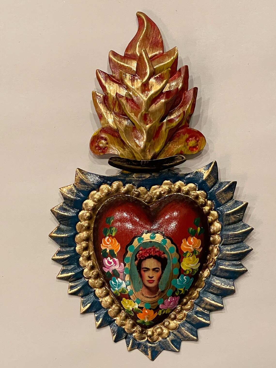 Frida Sacred Heart With Flames Frida Kahlo Wall Decor Tin - Etsy