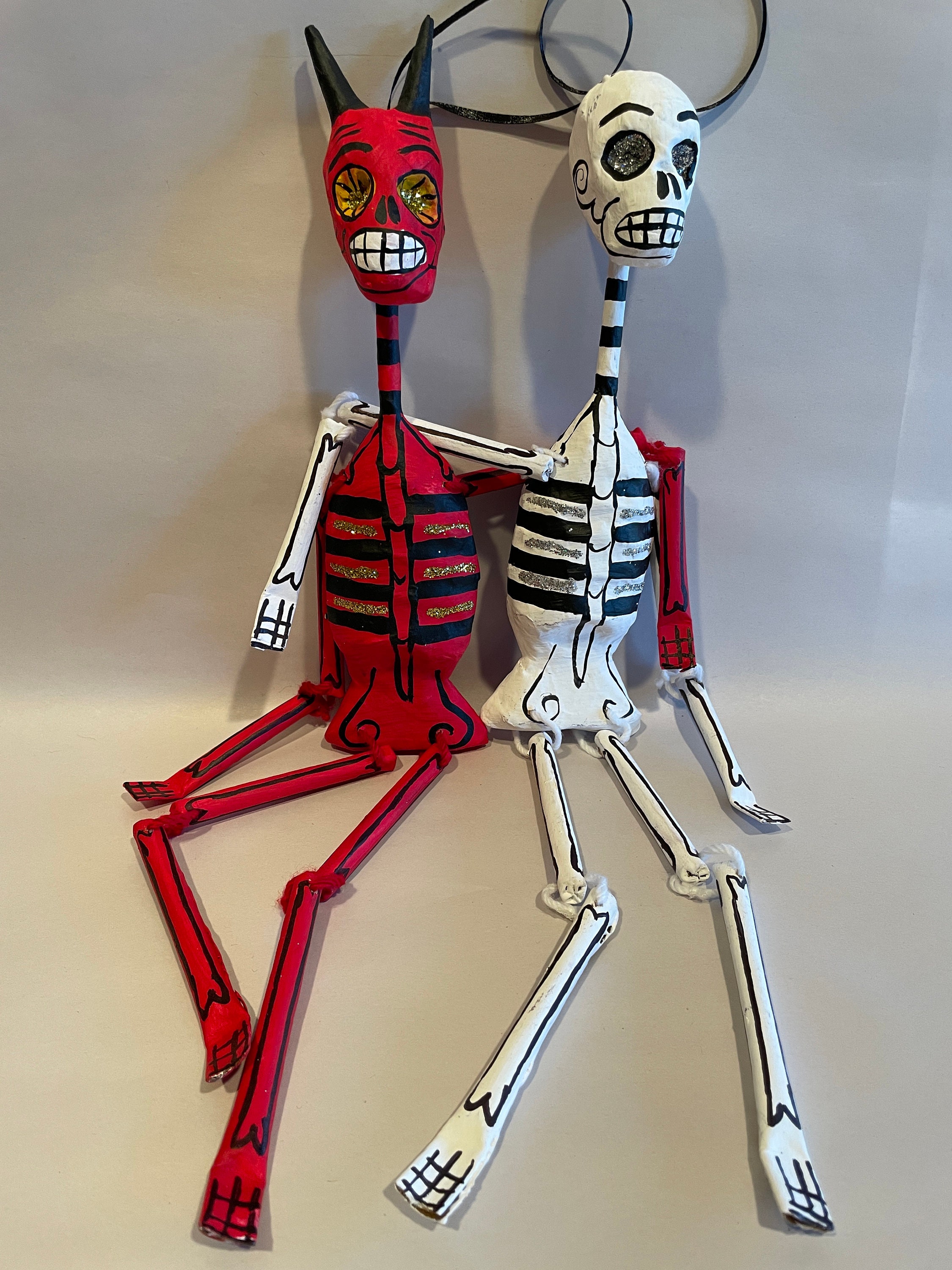 DANGLY Paper Mache SKELETON, Day of the Dead Calavera, Dia De Los ...