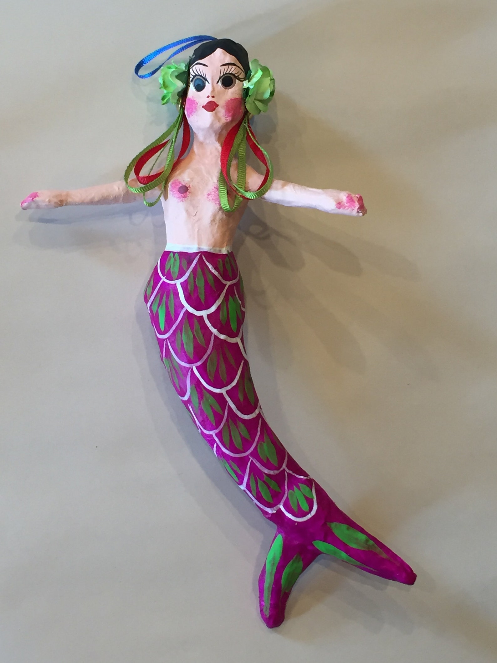 Colorful MERMAID ORNAMENTS Paper Mache Mexican Ornament - Etsy