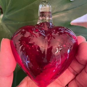 RED Blown GLASS HEART, Small, Red Blown Glass Heart Ornament, Red Glass ...