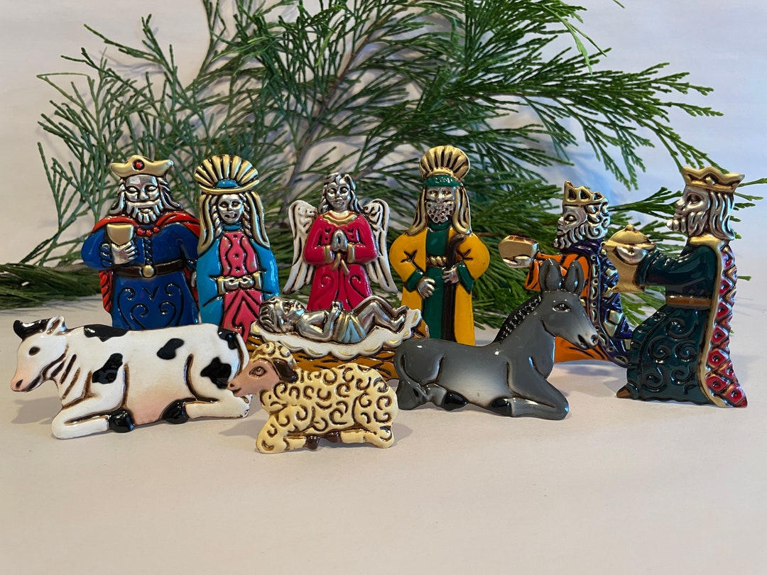 Small Tin NATIVITY Set, 10 Pieces, Traditional Mexican Nativity, Tin ...
