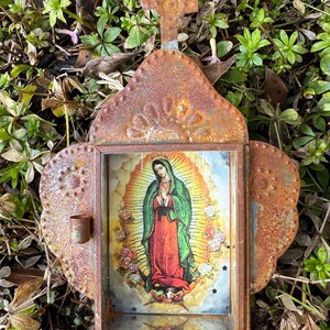 Nicho With Virgin of Guadalupe, Miniature, Antiqued, Mexican Nicho ...