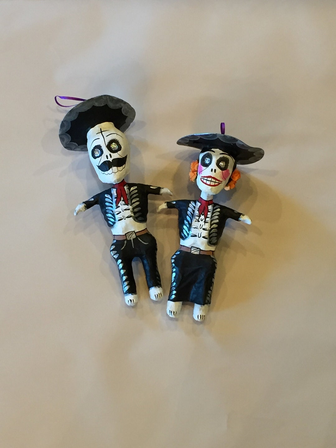 DAY of the DEAD MARIACHI Ornaments, Paper Mache, Mexican Skeleton ...