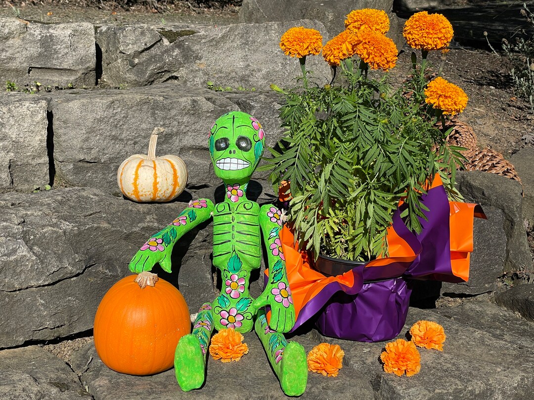 X-large Paper Mache Mexican Calavera, Lime Green, Day of the Dead ...