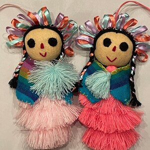 SET of TWO Mexican Maria Dolls, Maria Doll Ornament, Mexico Doll Favor ...