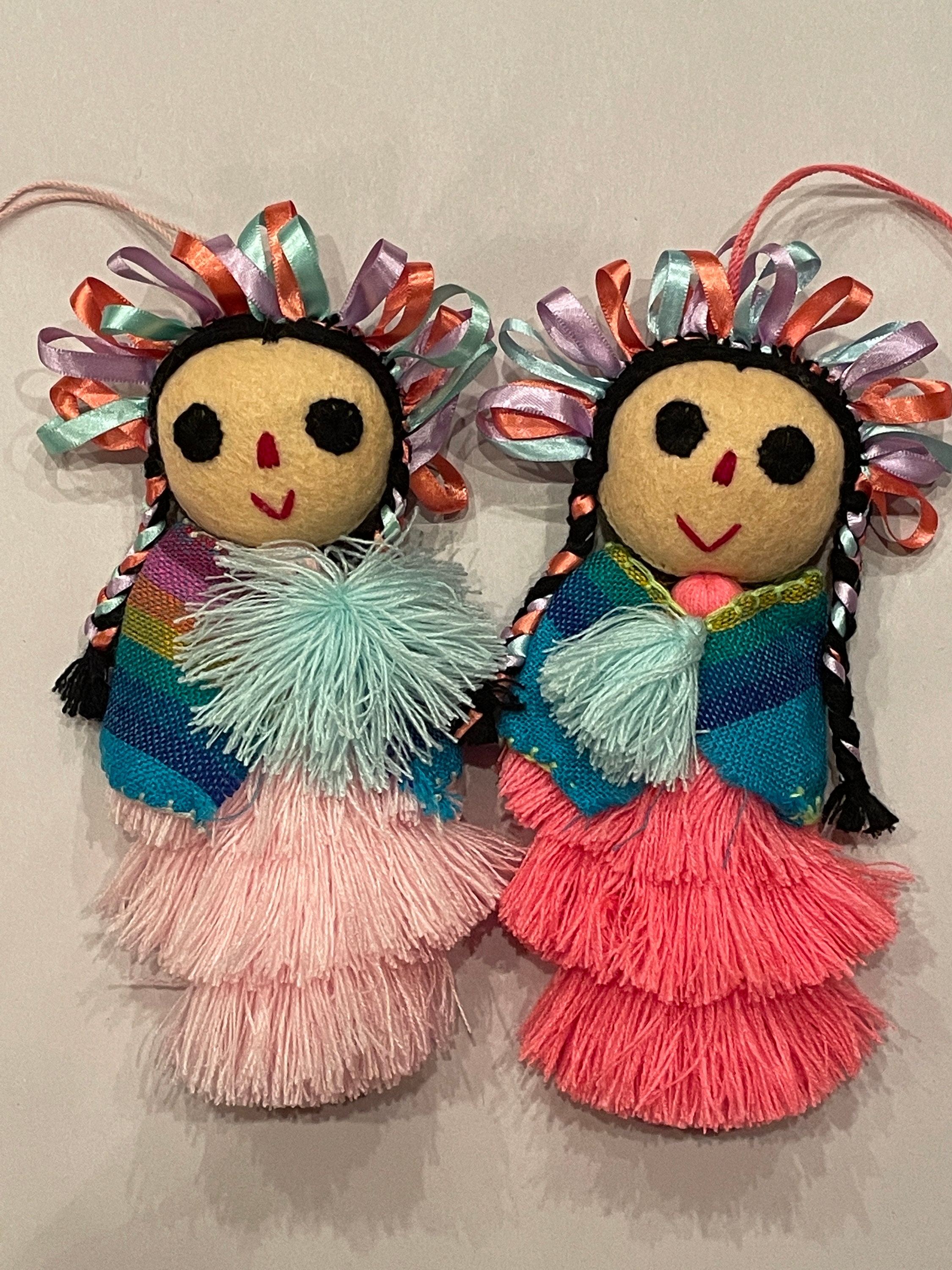 SET of TWO Mexican Maria Dolls, Maria Doll Ornament, Mexico Doll Favor ...
