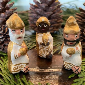 Mini Clay Nativity, Small Mexican Nativity, Gold Tones, Mexican ...