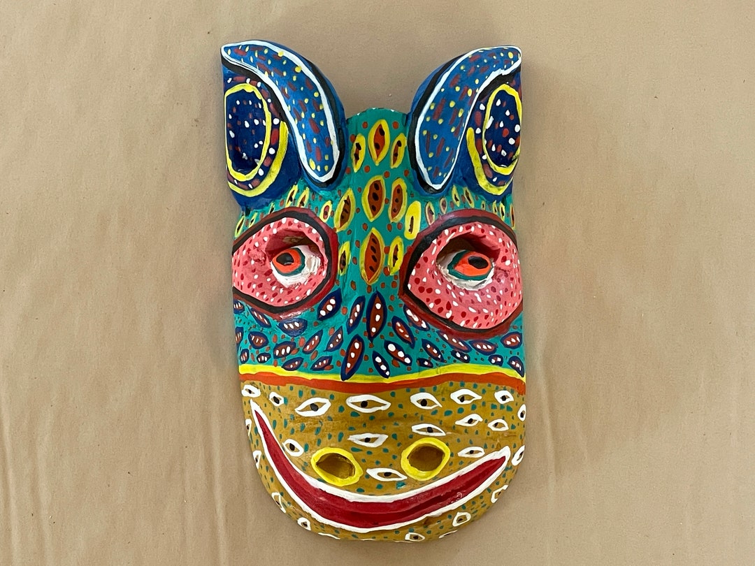 Medium Hand Carved Wooden Mask From Michoacan, Mexican Folk Art ...