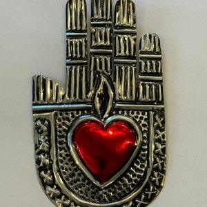 SET of FIVE Tin HEALING Hand Ornaments, Tin Milagro Hand, Fatima Hand ...
