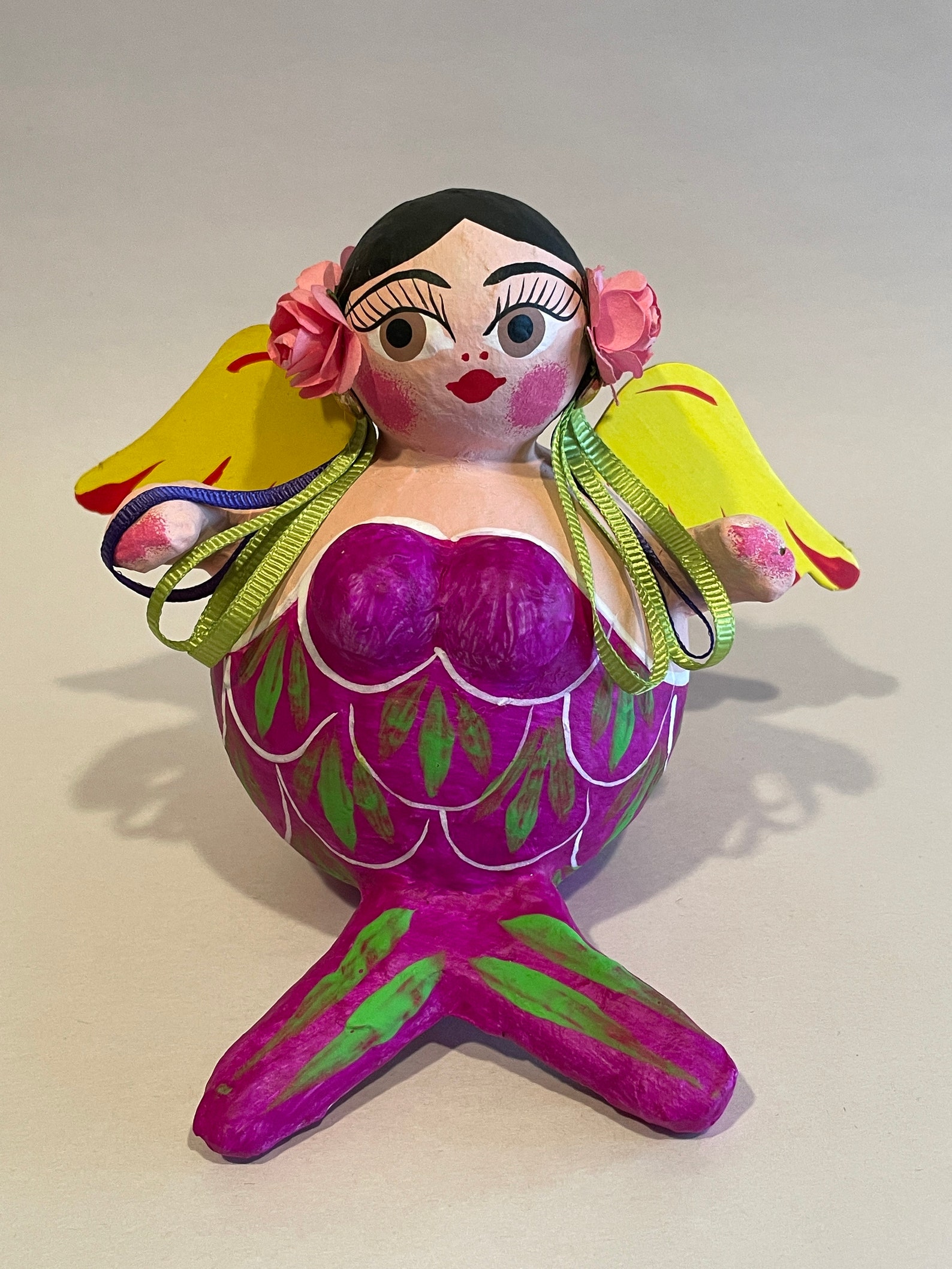 Colorful SITTING MERMAID ORNAMENTS Paper Mache Mexican | Etsy