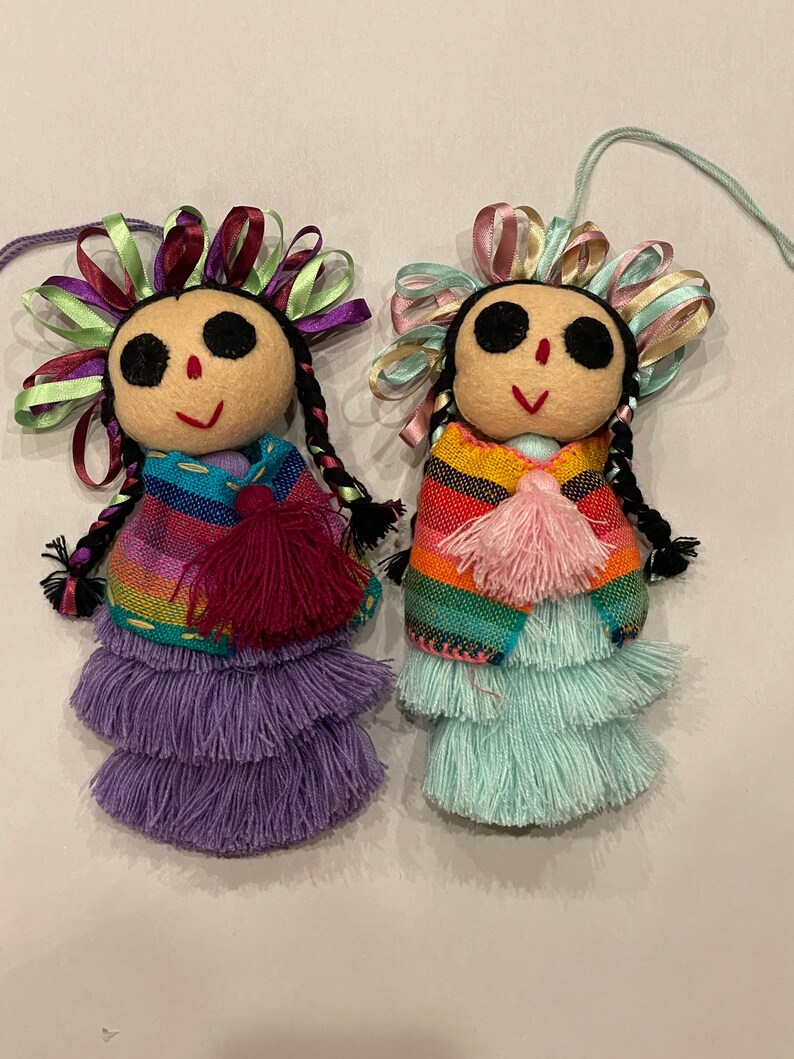 SET of TWO Mexican Maria Dolls, Maria Doll Ornament, Mexico Doll Favor ...