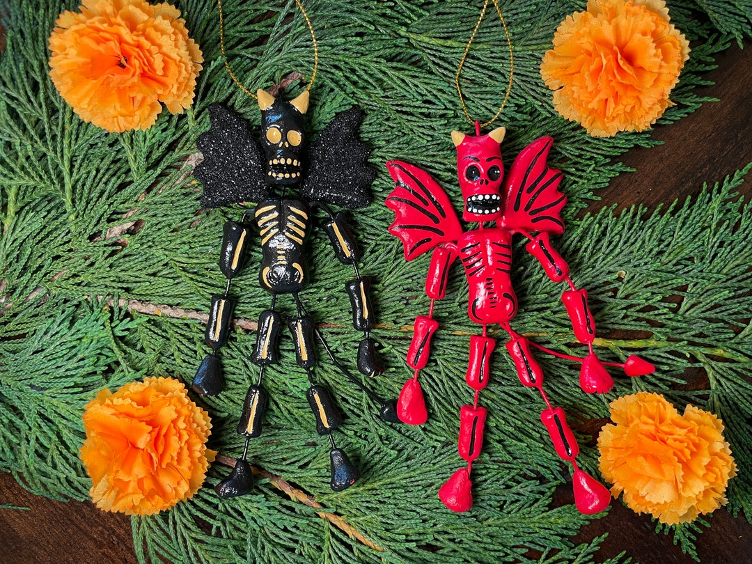 DEVIL Ornaments, PAIR, Dia De Los Muertos Devils, Day of the Dead ...
