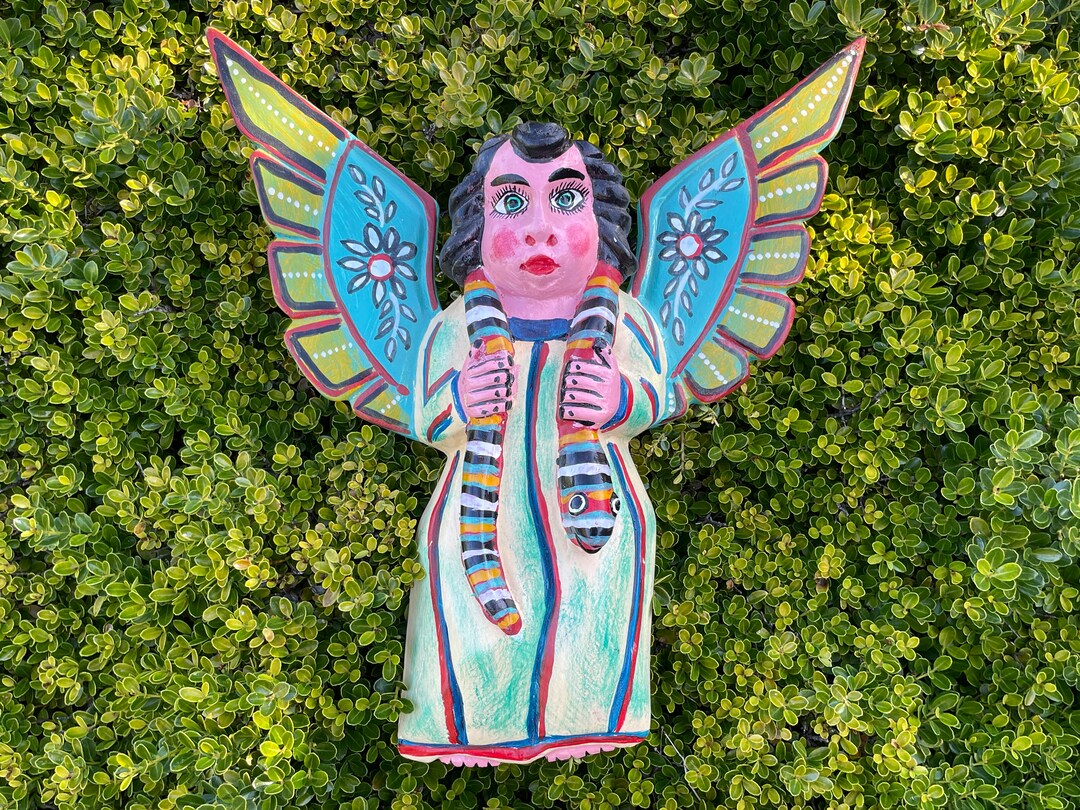 Colorful Cherub Angel From Guerrero, Angel With Snake, Mexican Angel ...