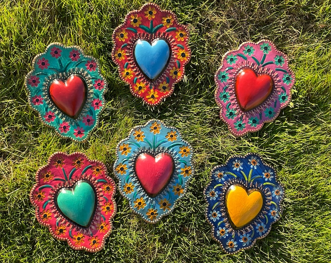 Tin HEART Ornament, LARGE, Punched Tin Heart, Mexican Tin Heart ...