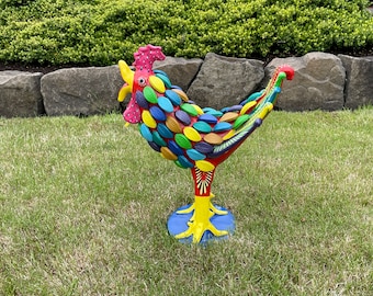 Mexican Rooster, FUCHSIA, Medium-sized, Rooster Folk Art, Barro Betus ...