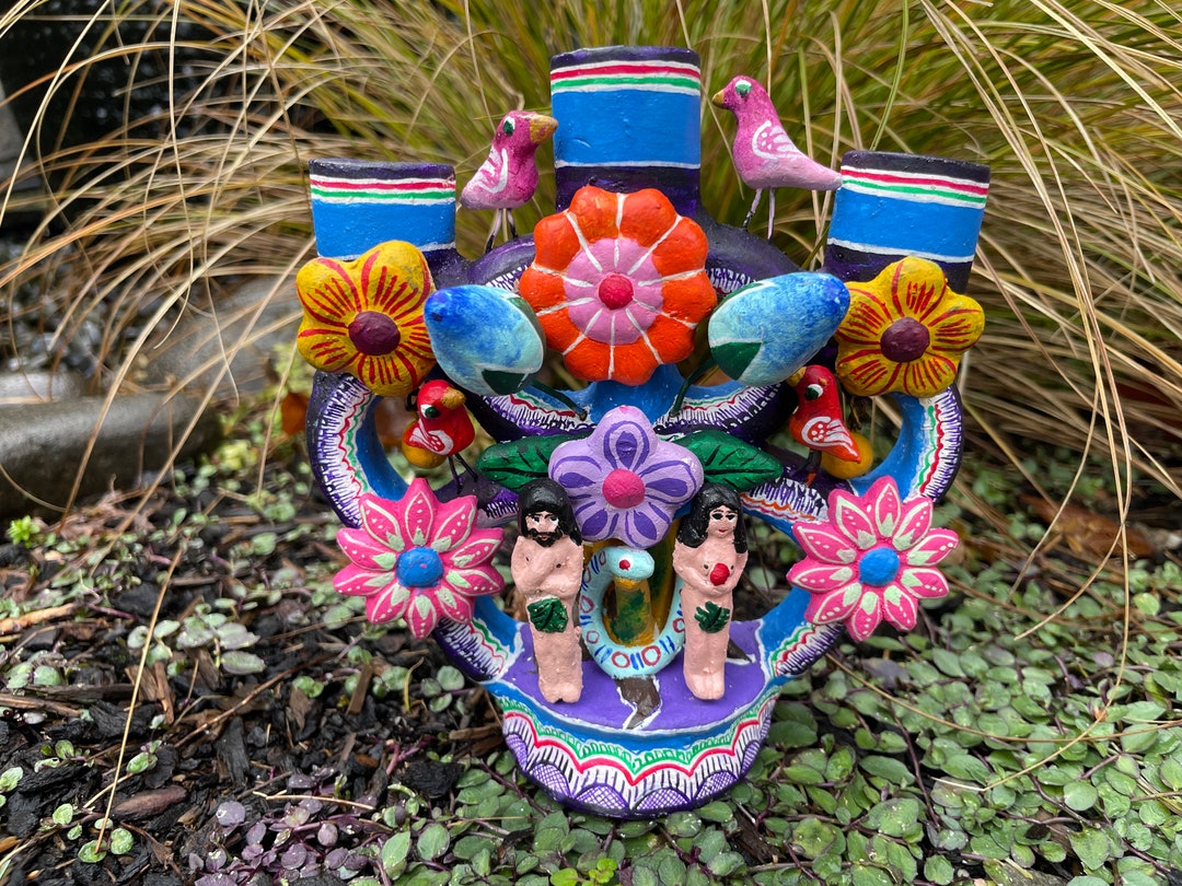 TREE of LIFE Candelabra, Clay, Mexican Tree of Life, Mexican Pottery ...