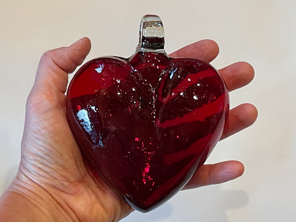 RED Blown GLASS HEARTS Large Small or Metallic Red Blown - Etsy