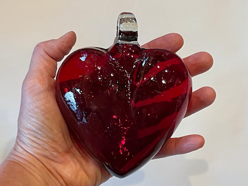 RED Blown GLASS HEARTS Large Small or Metallic Red Blown - Etsy