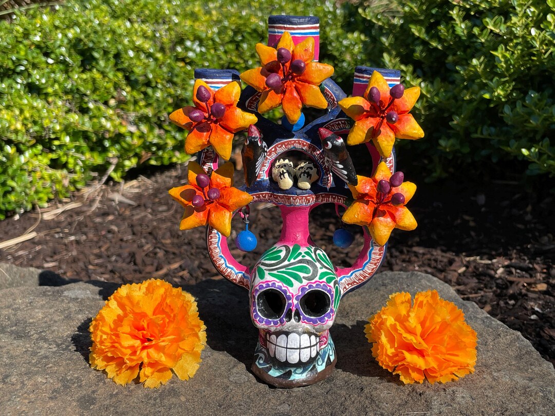 TREE of DEATH Candelabra, Clay, Mexican Tree of Death, Mexican Pottery ...