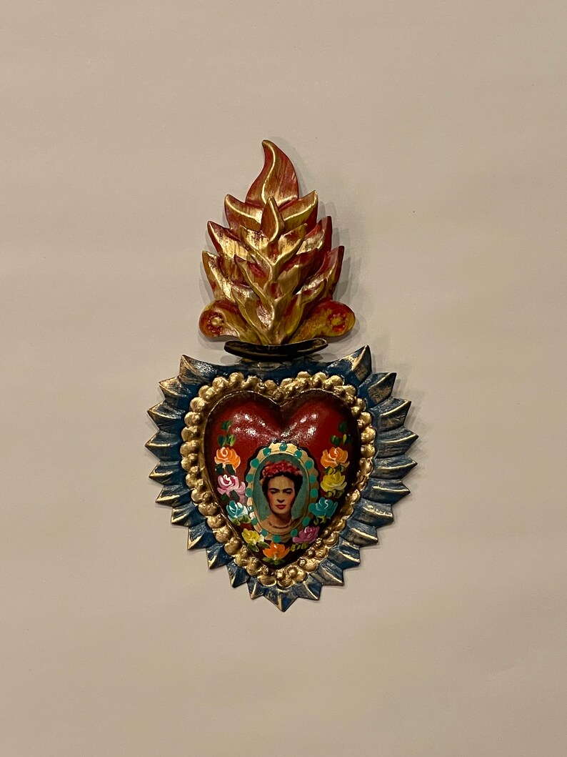 Frida Sacred Heart With Flames Frida Kahlo Wall Decor Tin - Etsy