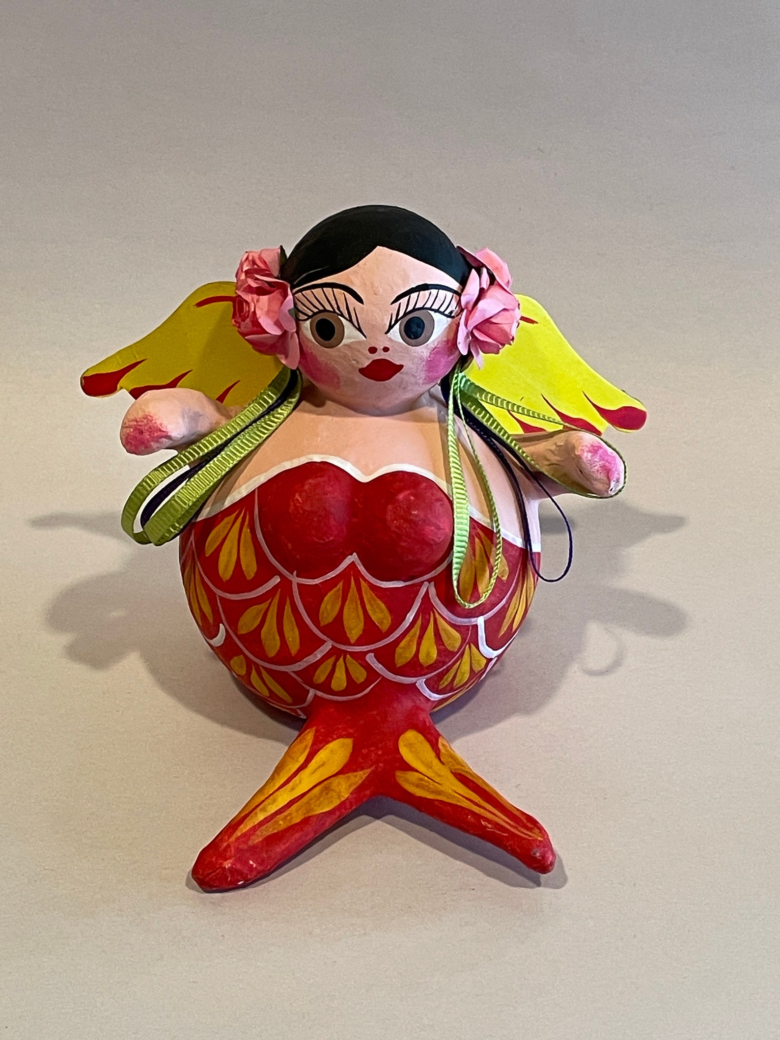 Colorful SITTING MERMAID ORNAMENTS Paper Mache Mexican | Etsy