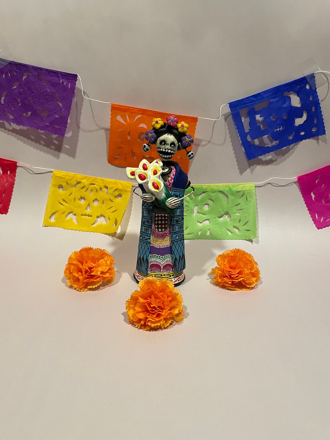 Handmade FRIDA With Calla LILLIES, Clay, Frida Calavera, Mexico Catrina ...