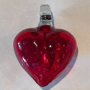 RED Blown GLASS HEART, Small, Red Blown Glass Heart Ornament, Red Glass ...