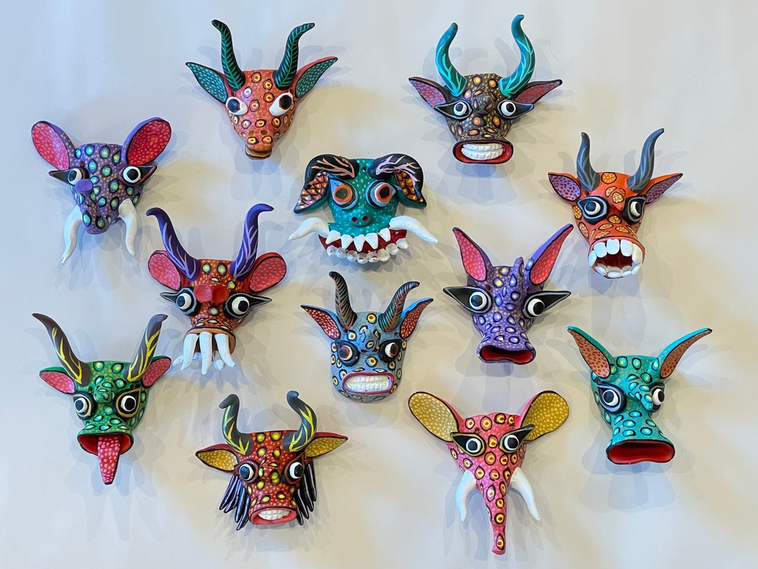 Small "devil" Masks From Michoacan, Mexican Folk Art, Ocumicho Folk Art ...