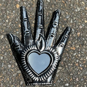 HEALING Hand Ornaments, Set/5, Tin Milagro Hand, Fatima Hand, Mexican ...