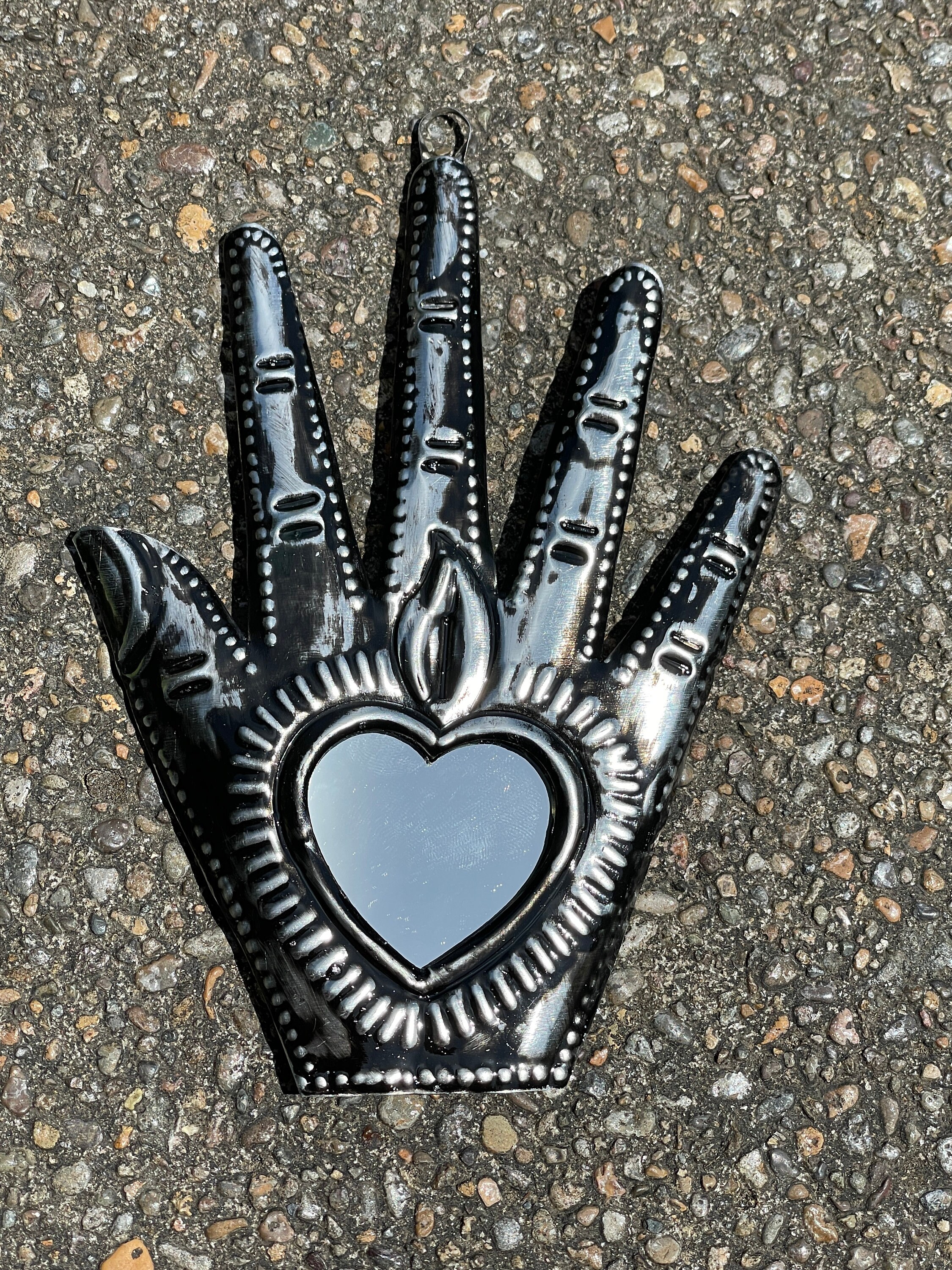 HEALING Hand Ornaments, Set/5, Tin Milagro Hand, Fatima Hand, Mexican ...