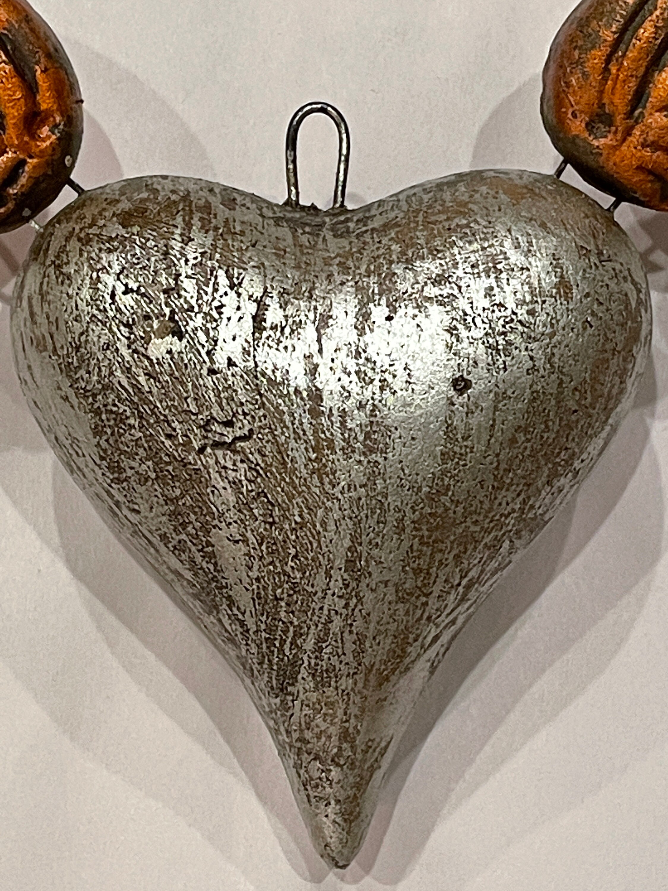 Large Silver CLAY HEART With WINGS Mexican Heart Mexican | Etsy
